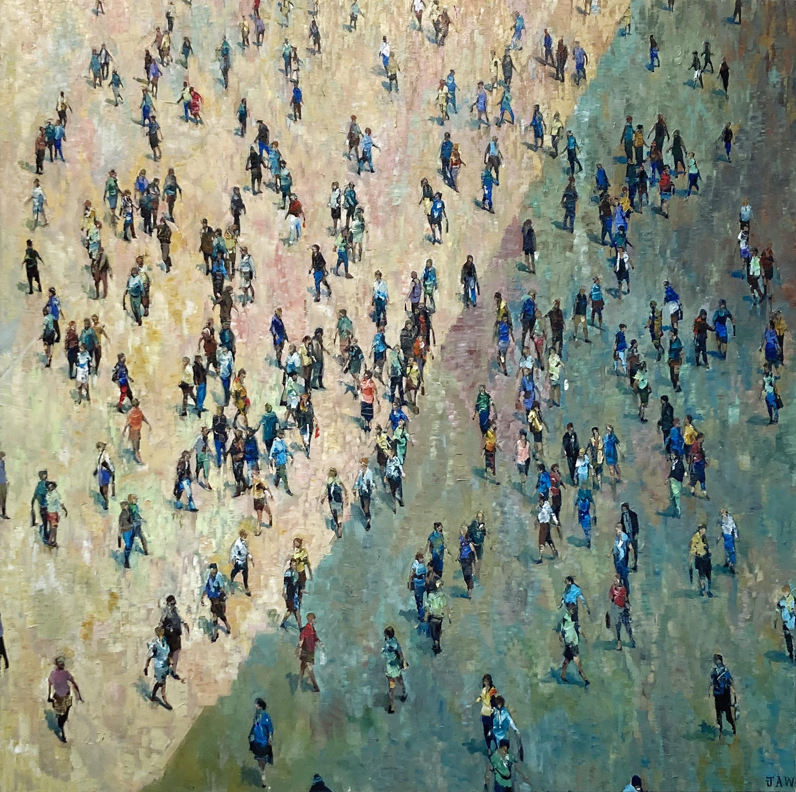 Julia Whitehead - Big World - contemporary landscape colourful crowd ...