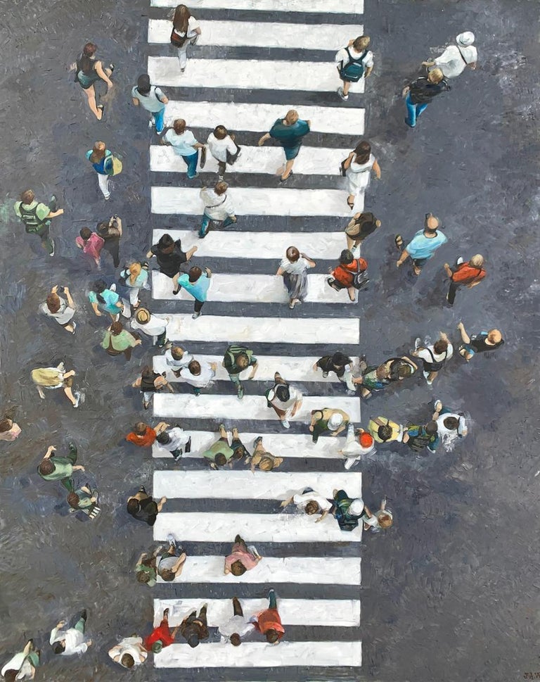 Julia Whitehead - City Crossing - Crowds City oil Painting Street Views ...