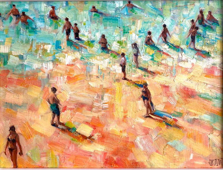 Julia Whitehead - High Tide - contemporary Crowds Beach People Figures ...