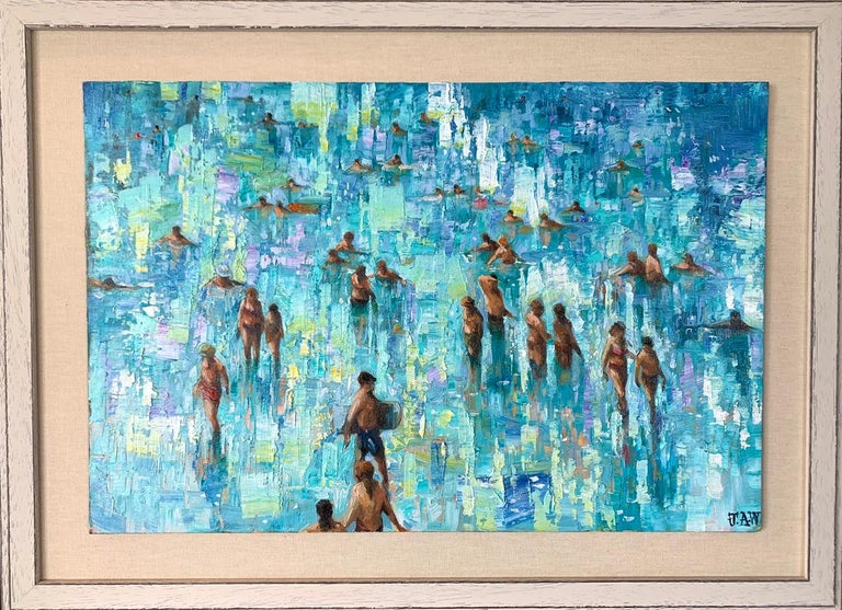 Julia Whitehead - In the Blue - contemporary Beach Sea Crowds People ...