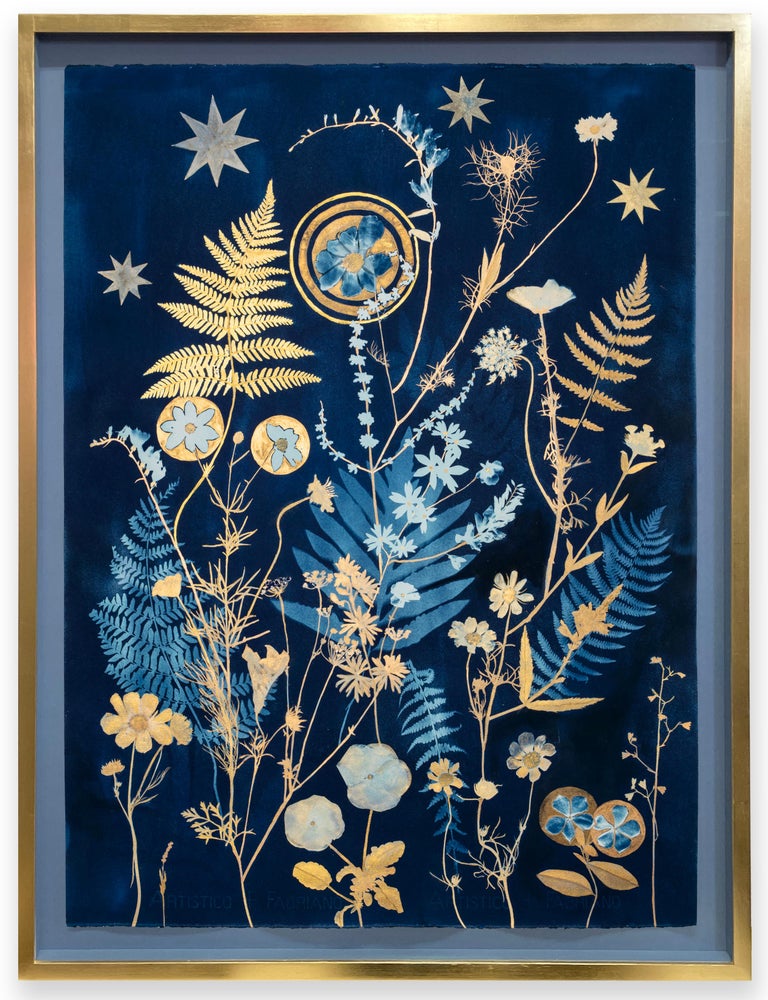 Julia Whitney Barnes - Gold Ferns, Cosmos (Still Life Painting of Gold ...