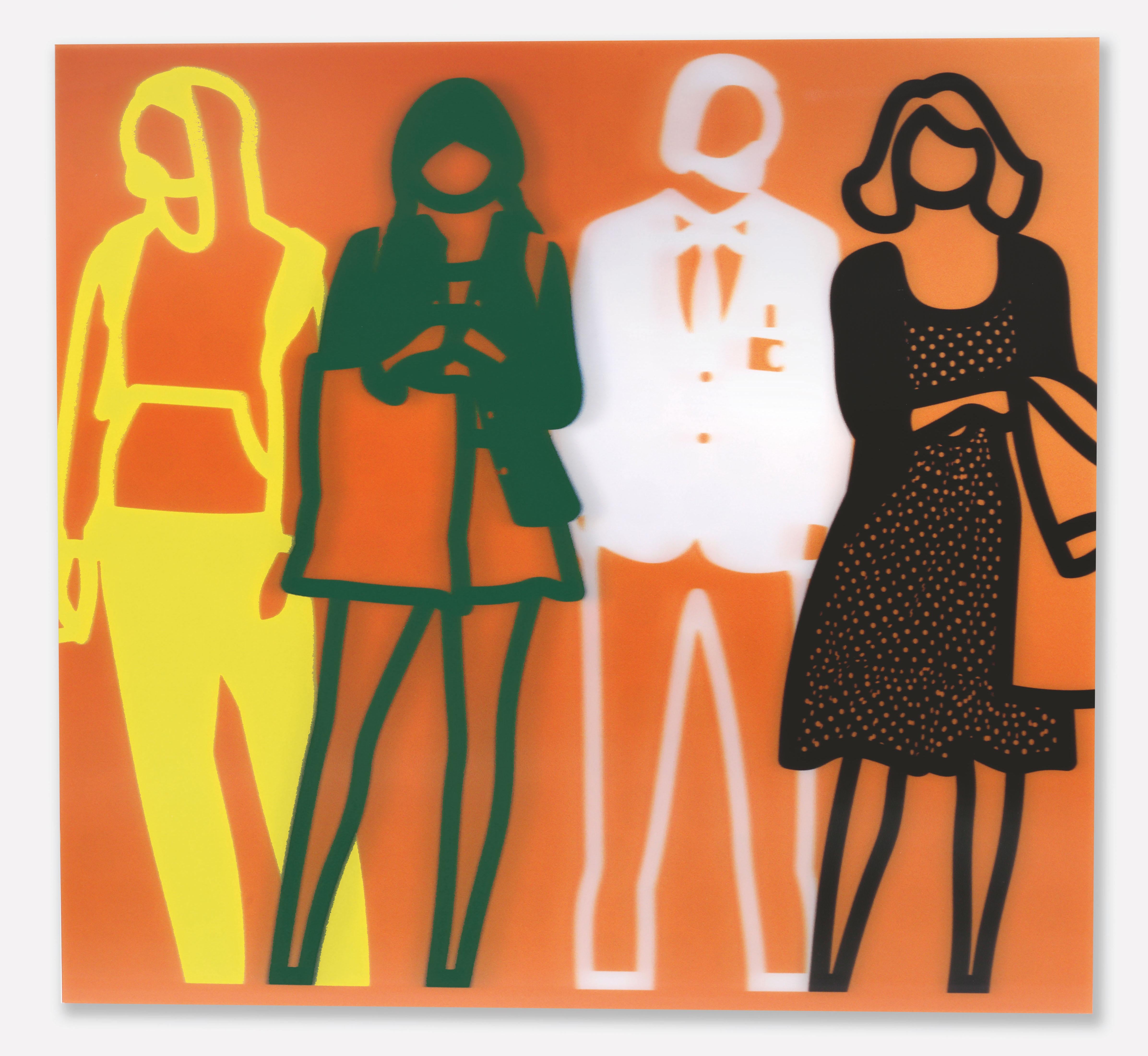 Julian Opie - Standing People (Yellow, Green, White, black) at 1stDibs