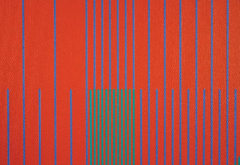 Julian Stanczak - Red is a Red, OpArt red geometric acrylic painting ...