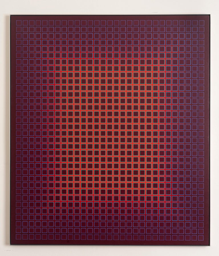 Julian Stanczak - Sequential Chroma #4 Red Blue Violet Purple Geometric ...