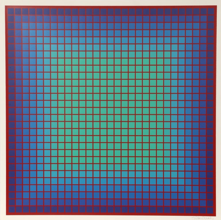 Julian Stanczak - Conferring Blue, Op Art Screenprint by Julian ...