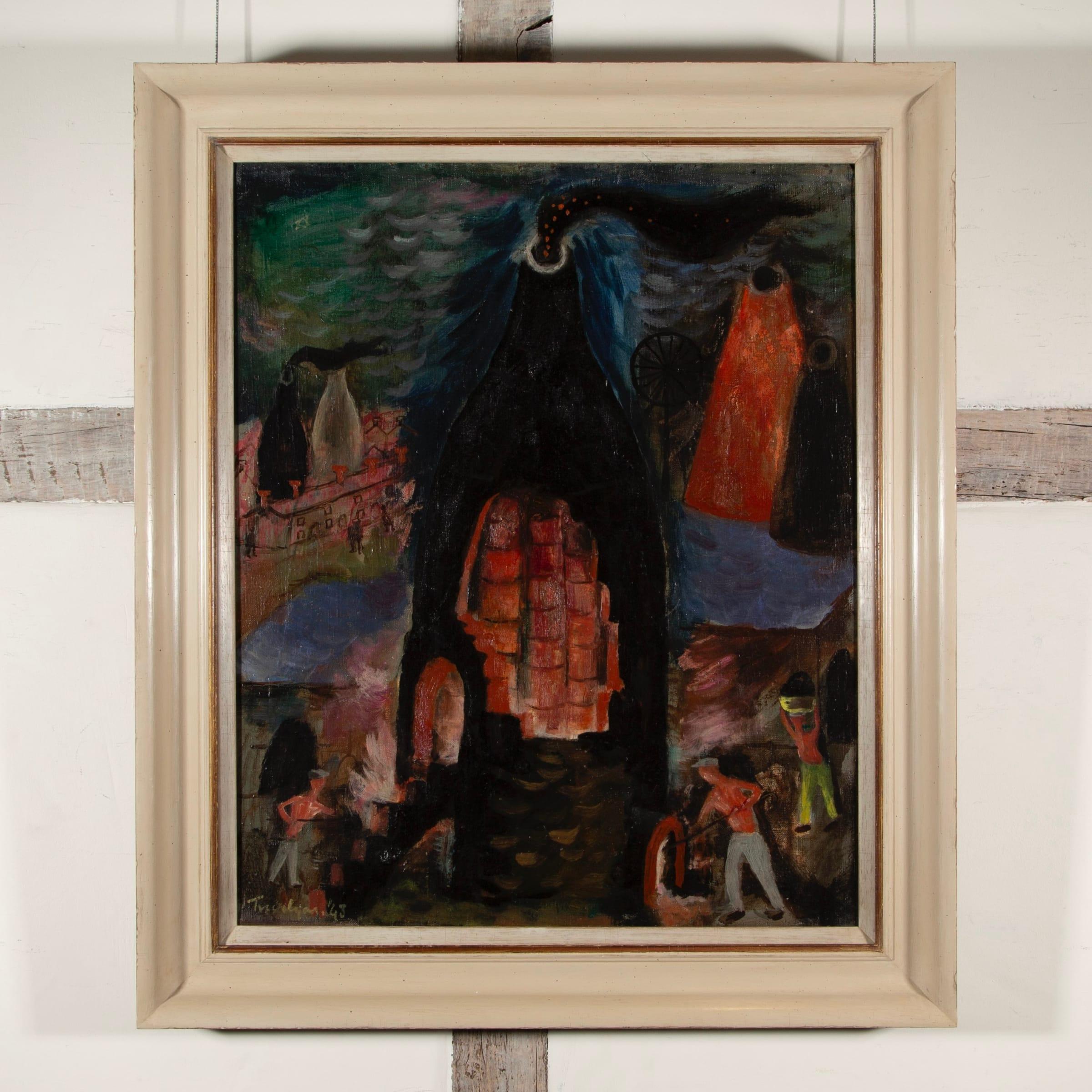 Julian Trevelyan - Kiln Firing at Night, Oil on Canvas by Julian ...
