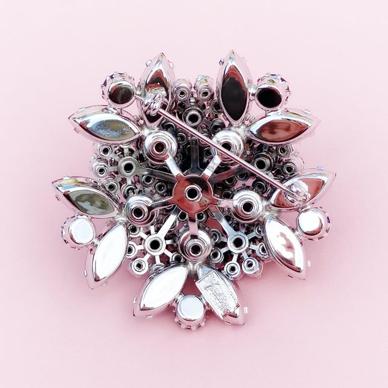 Juliana-Style Blue AB Crystal Cluster Layered Cocktail Brooch By ...