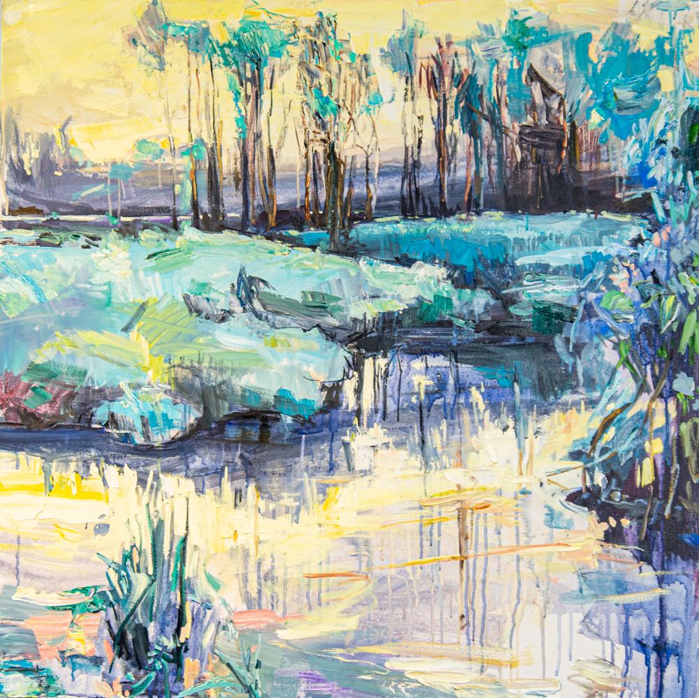Simon Andrew - Late Snowfall - Landscape Spring Green Oil Painting For ...