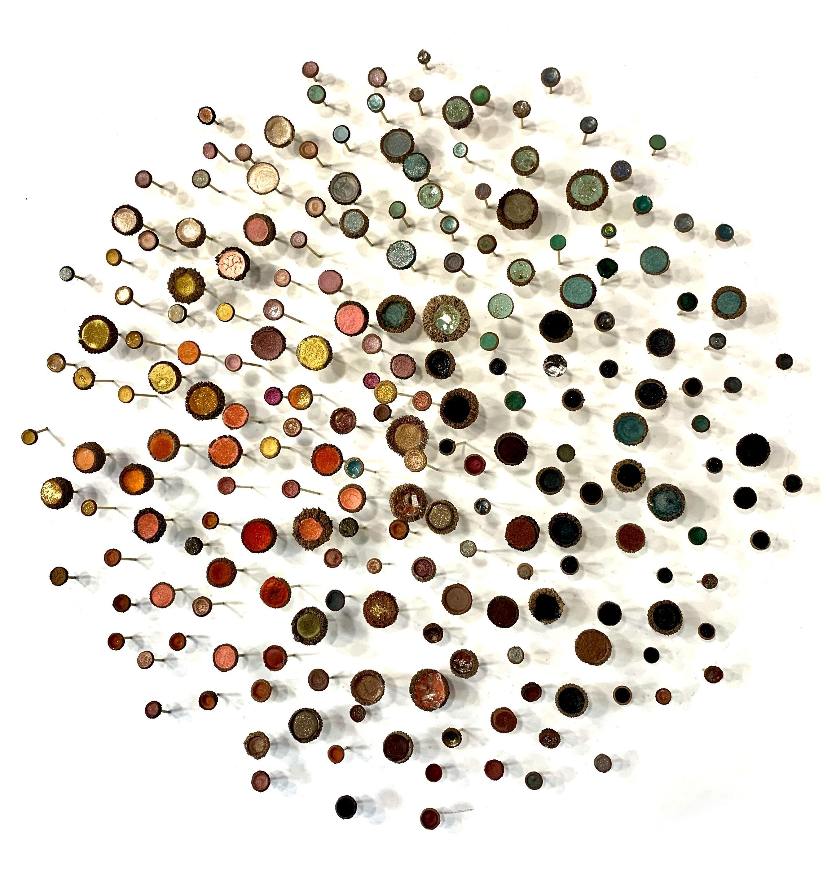 Julie Maren - Elemental, Neon Yellow, Pink Colorful Acorns Mixed Media ...