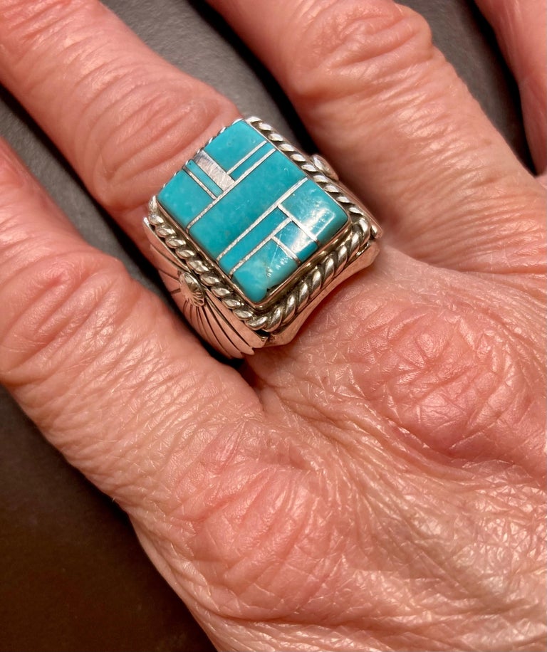 Julius Burbank Native American Navajo Sterling Robin's Egg Turquoise ...