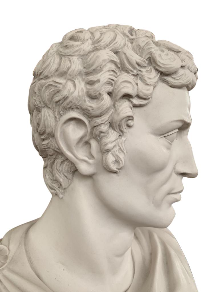 Julius Caesar Bust Sculpture ‘in Toga’ with Column, 20th Century at 1stDibs
