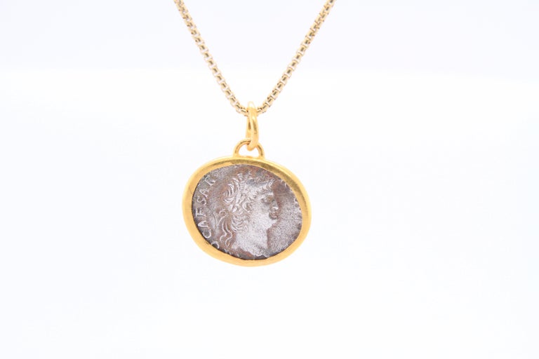 Julius Caesar Coin Replica Amulet Pendant Necklace with 24kt Gold and ...