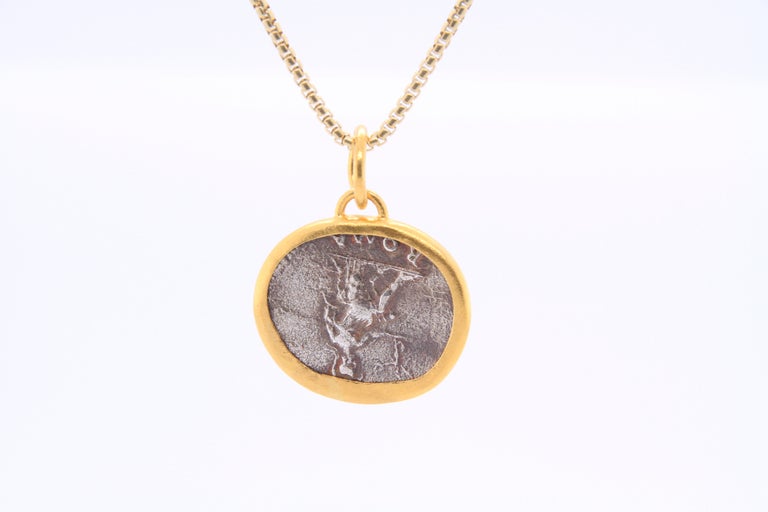 Julius Caesar Coin Replica Amulet Pendant Necklace with 24kt Gold and ...