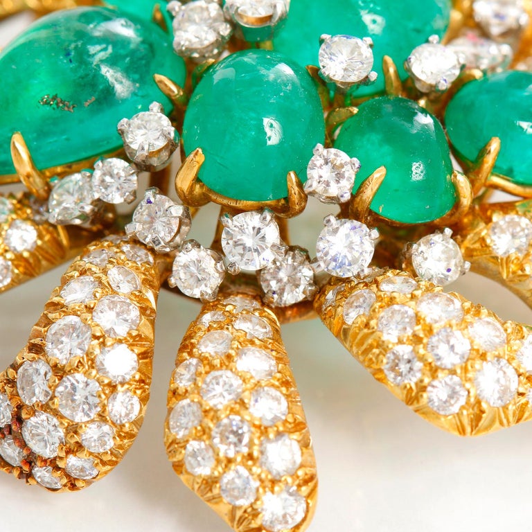 Julius Cohen Emerald and Diamond Estate Pin For Sale at 1stDibs