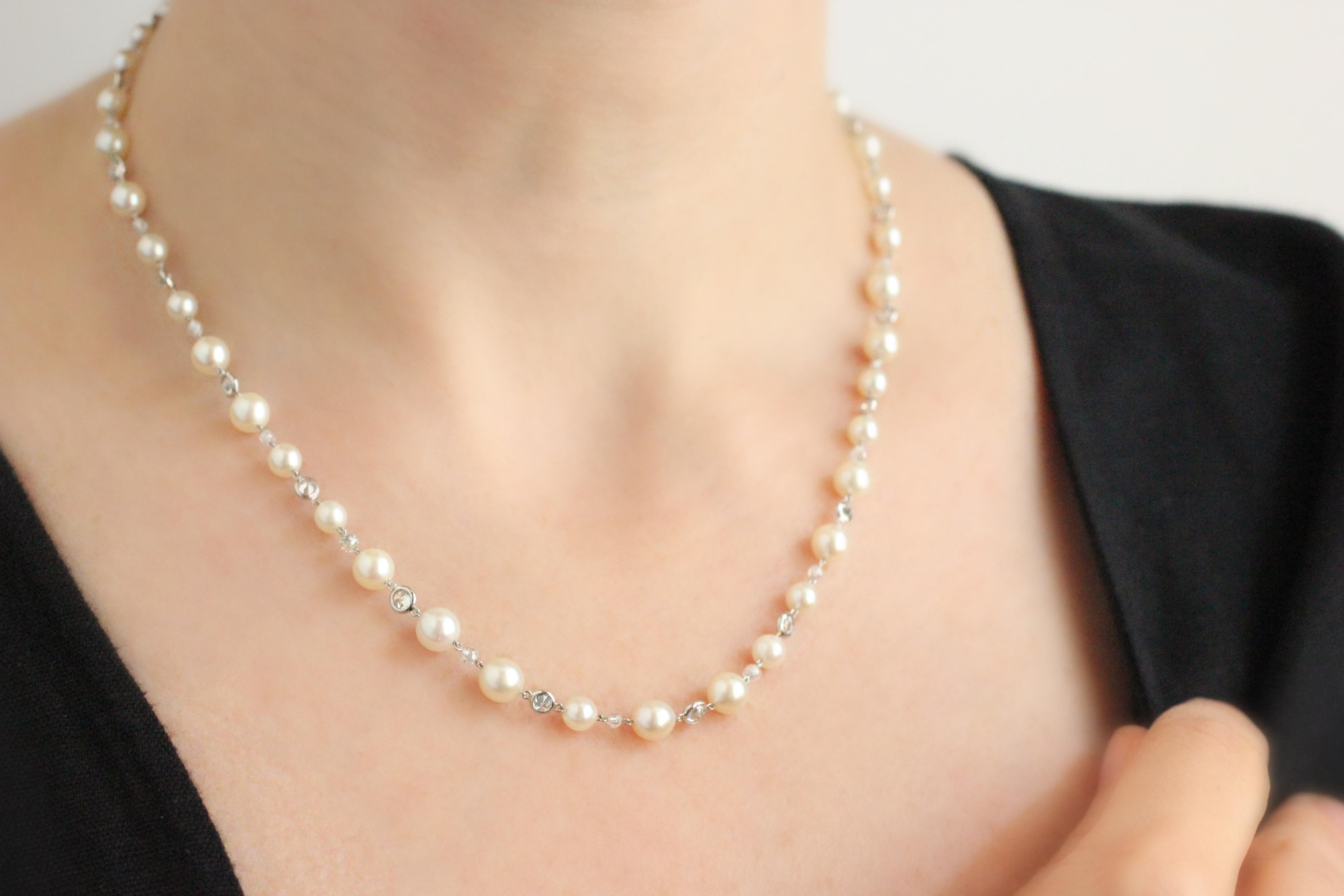 Julius Cohen Pearl and Diamond Necklace at 1stDibs
