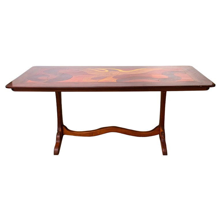 Julius Hatofsky Wood Inlaid Dining Table at 1stDibs