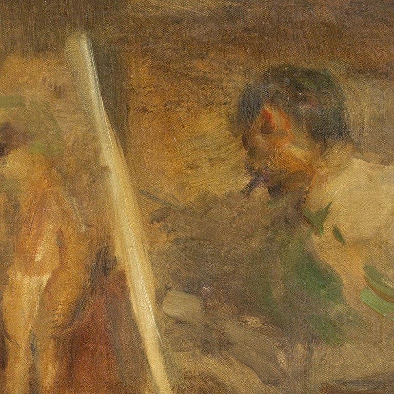 Julius Paulsen - Julius Paulsen, Self-Portrait With Model, Oil Painting ...