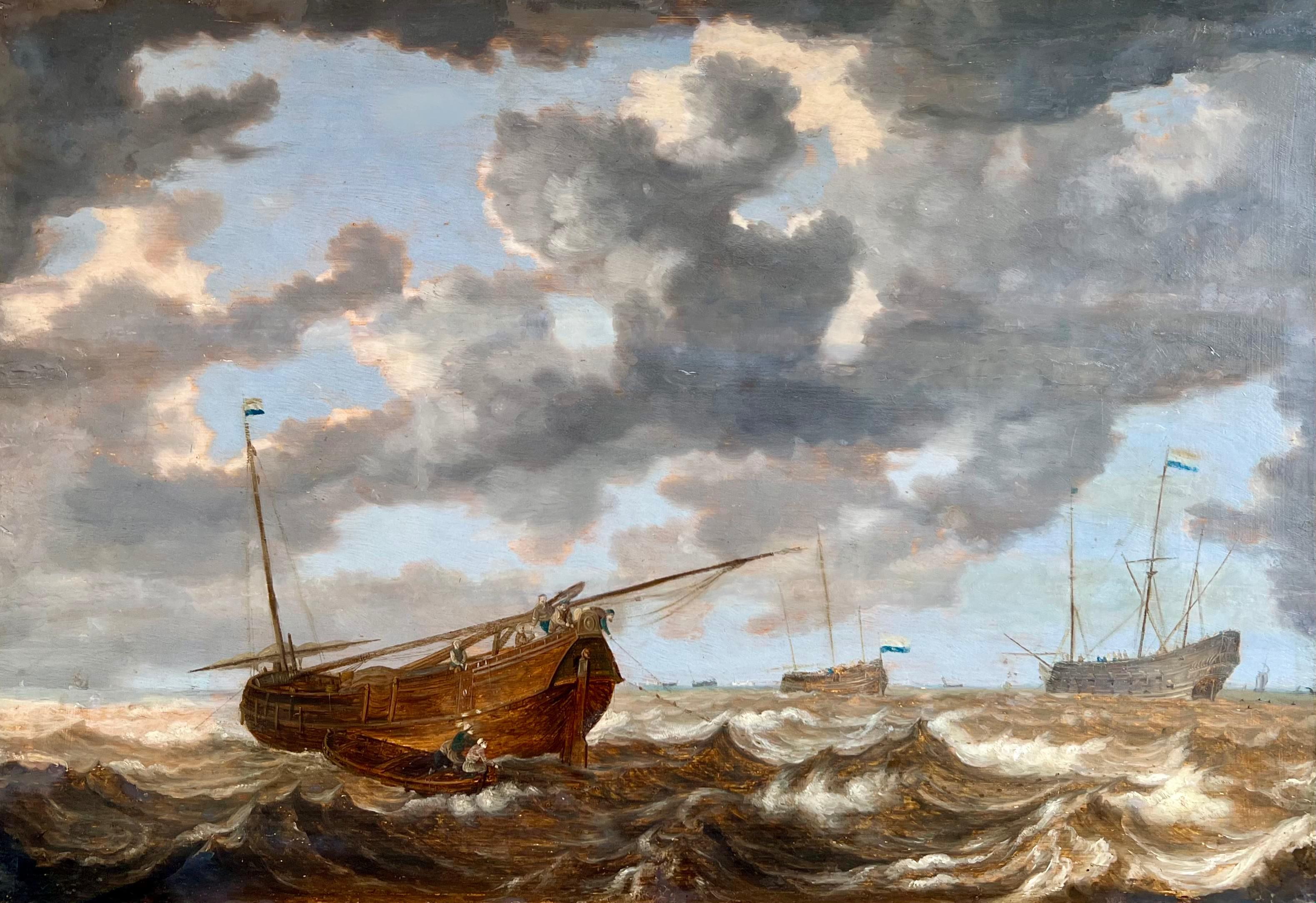 Julius Porcellis - 17th century Dutch seascape - Stormy sea with a ...