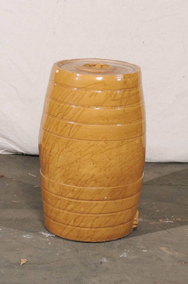 Jumbo 19th Century English Ceramic Whiskey Barrel, Gold Color at 1stDibs