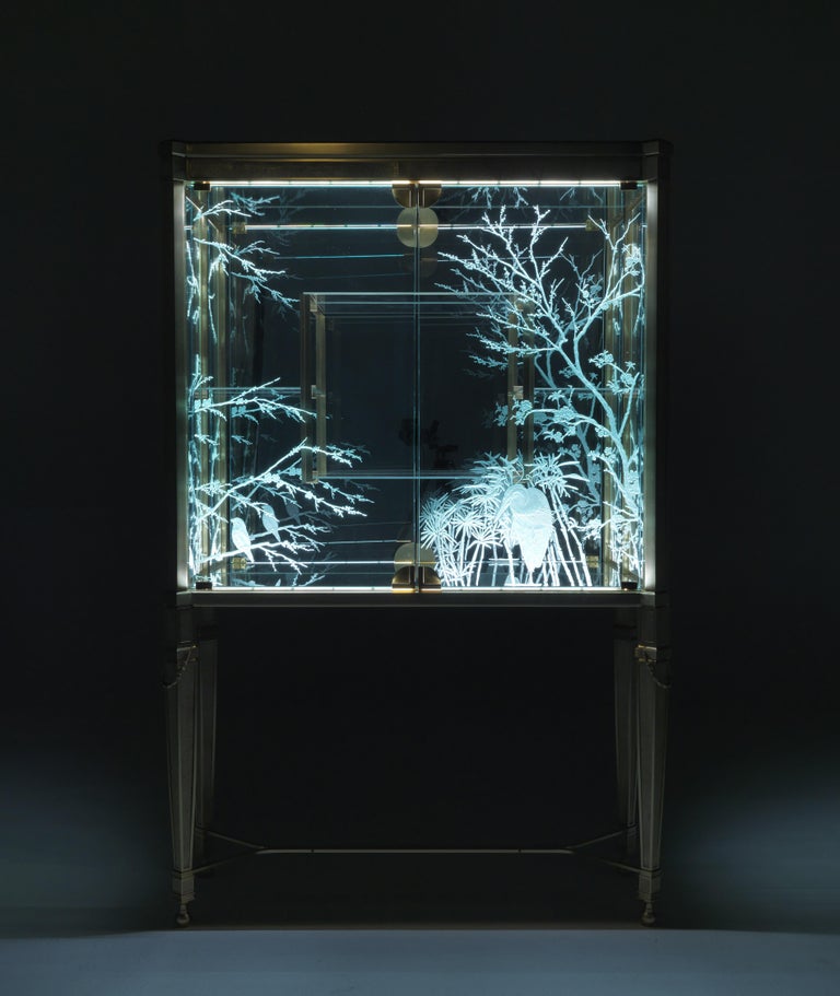21st Century Fuji Showcase in Metal and Engraved Glasses For Sale at ...