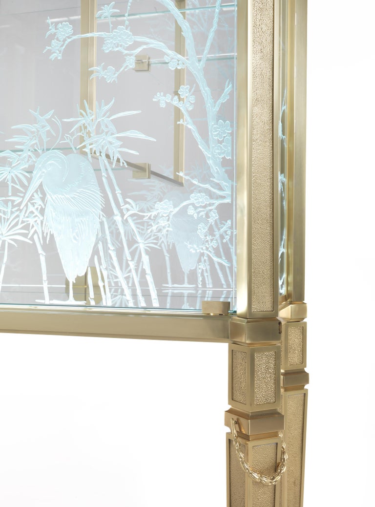 21st Century Fuji Showcase in Metal and Engraved Glasses For Sale at ...