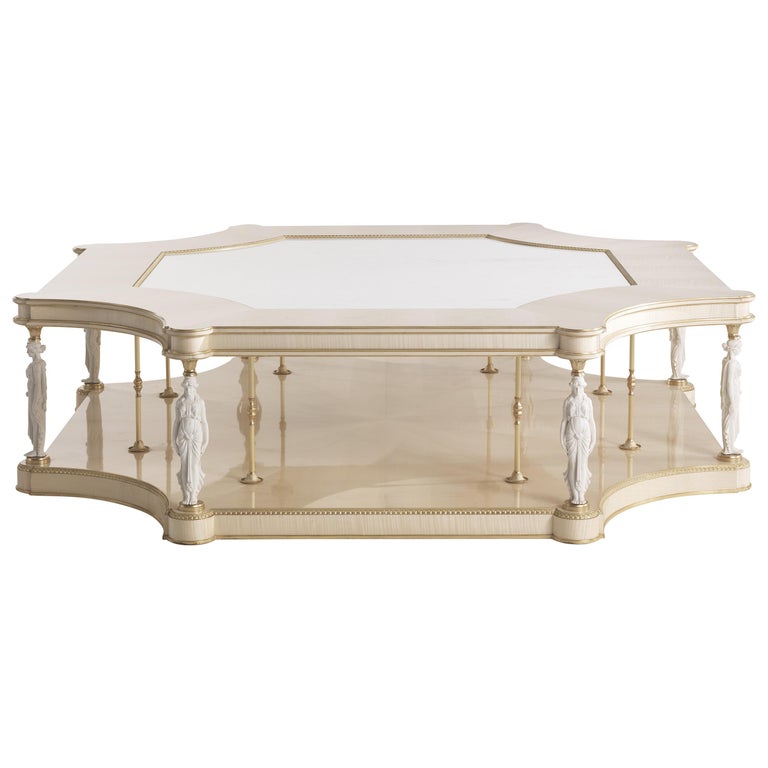 21st Century Toulouse Central Table in Wood and Marble Top For Sale at ...