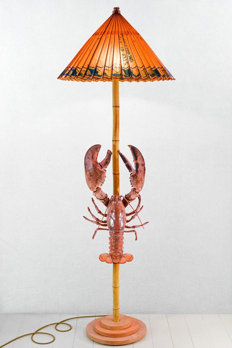 Jumbo Lobster Lamp with Antique Japanese Parasol Shade by Christopher ...