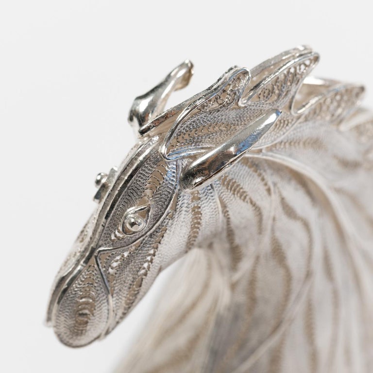 Jumping Horse Sculpture 925 Silver Handcrafted Filigree Technique ...