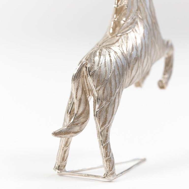 Jumping Horse Sculpture 925 Silver Handcrafted Filigree Technique ...