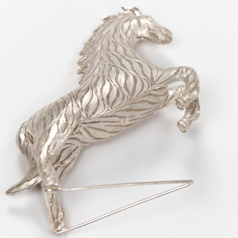 Jumping Horse Sculpture 925 Silver Handcrafted Filigree Technique ...