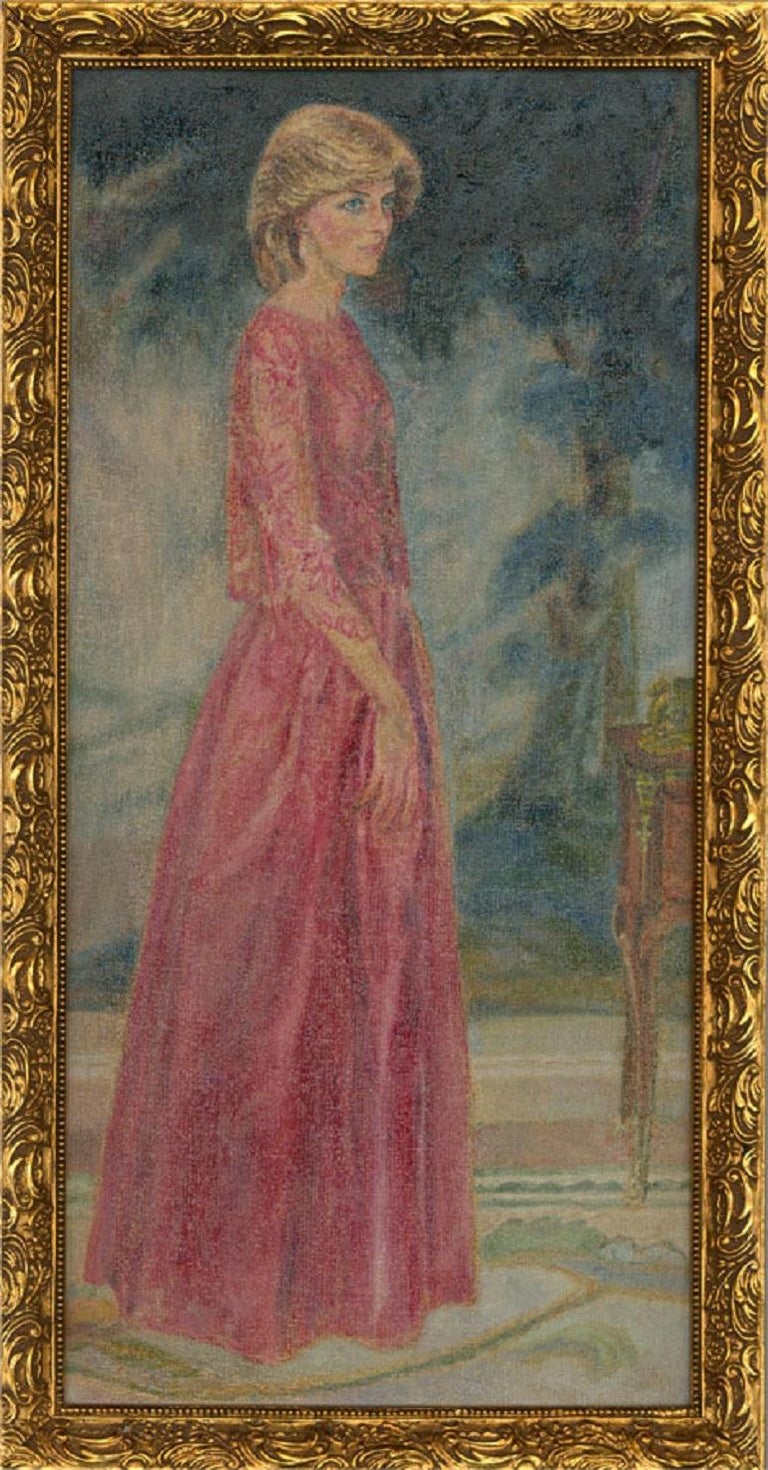 After June Mendoza - 1984 Oil, Lady Diana at 1stDibs