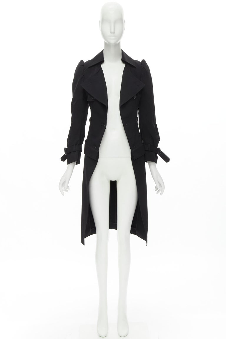 JUNYA WATANABE 2005 black deconstructed patch back puff sleeve trench ...