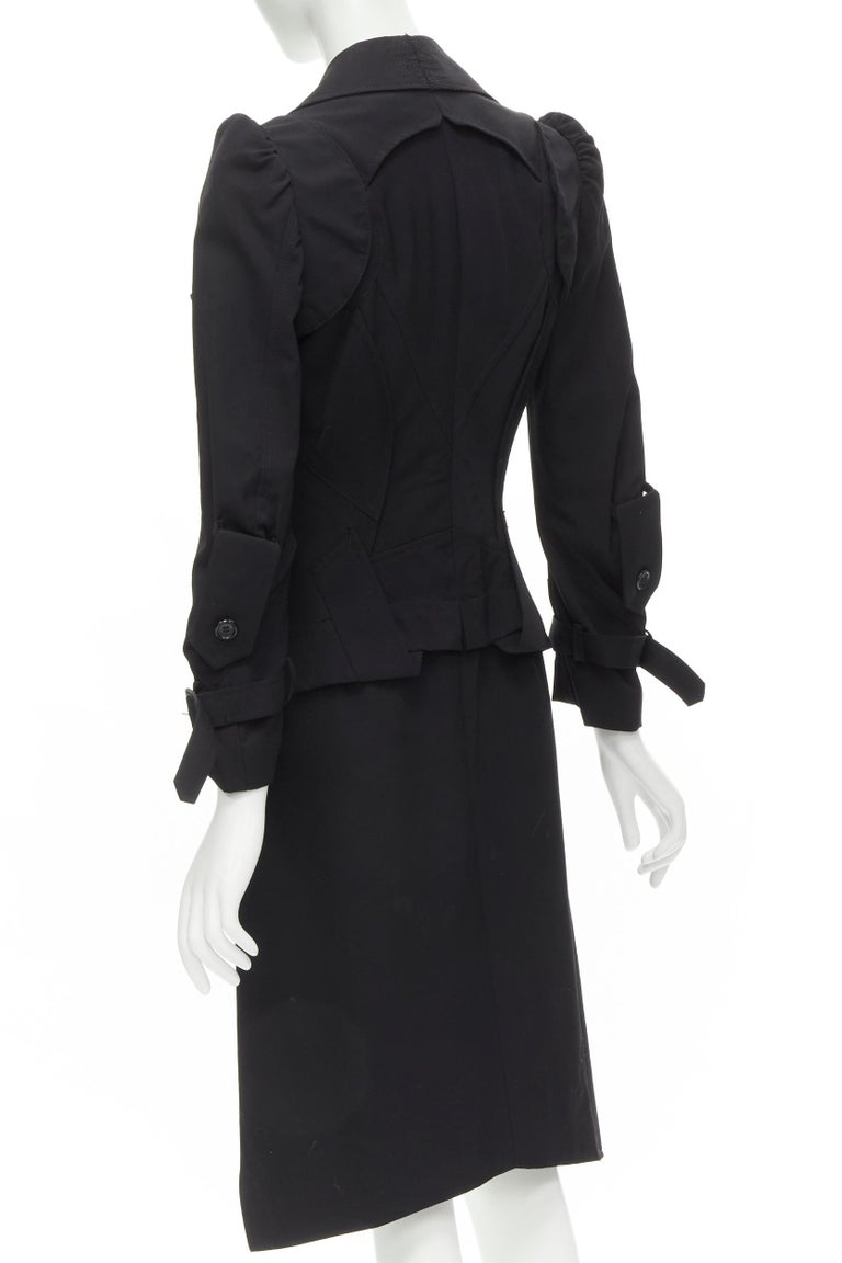 JUNYA WATANABE 2005 black deconstructed patch back puff sleeve trench ...