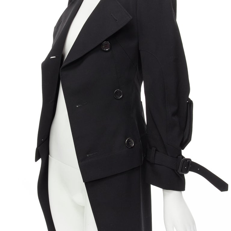 JUNYA WATANABE 2005 black deconstructed patch back puff sleeve trench ...