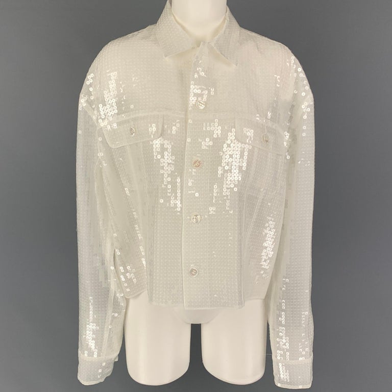 JUNYA WATANABE Size M White Polyester Mesh Sequin Jacket For Sale at ...
