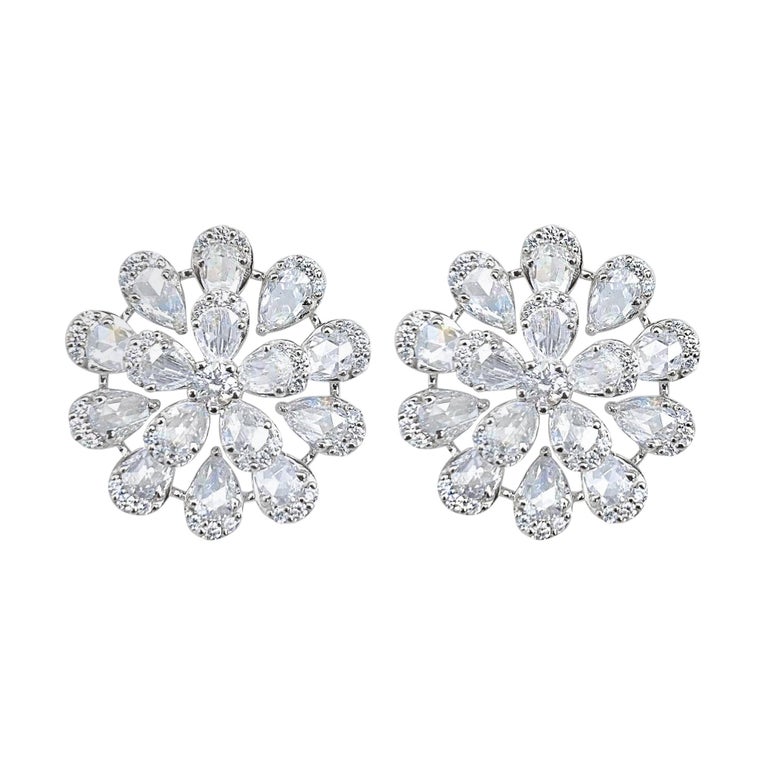 Jupiter Rain 3.57CT Rose Cut Diamond and Round Brilliant Cut Floral ...