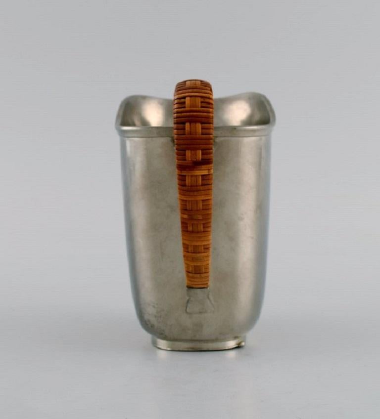 Just Andersen, Denmark, Art Deco Tin Water Jug with a Wicker Handle For ...