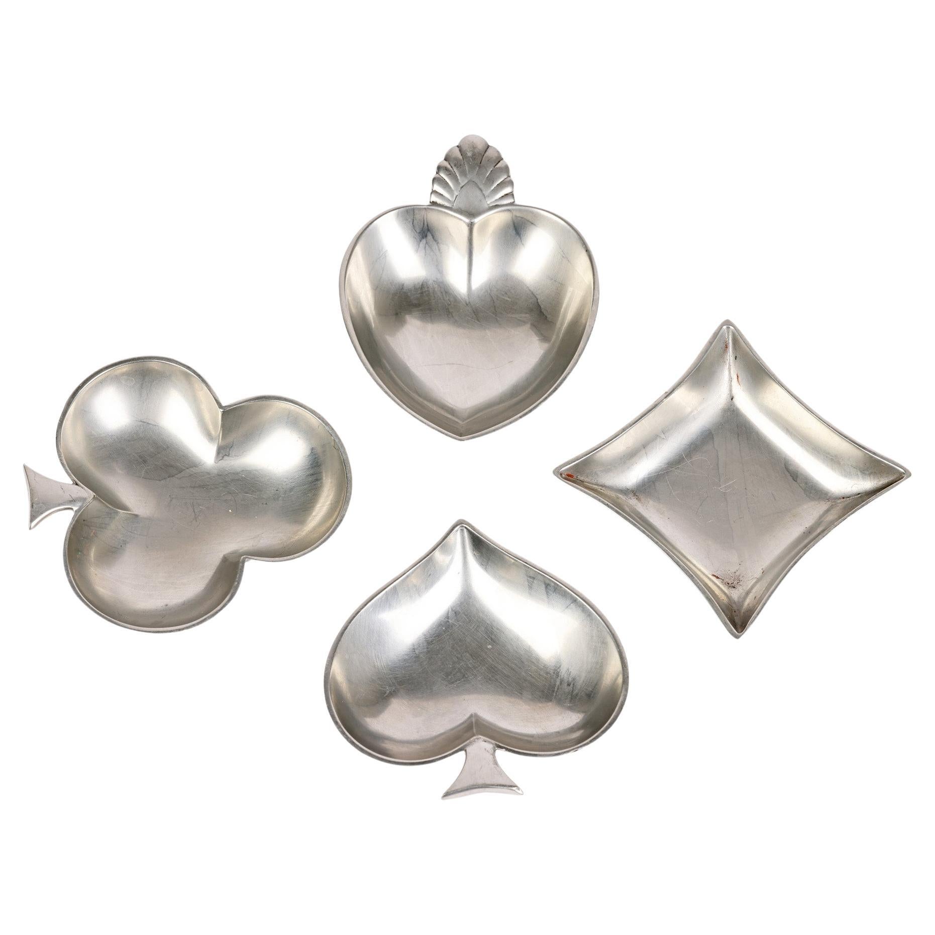 Just Andersen Danish Art Deco Set Pewter Playing Card Dishes at 1stDibs
