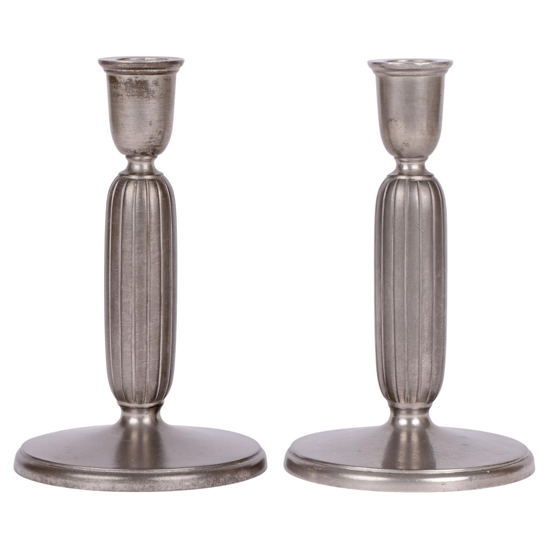 Just Andersen Pair Pewter Candlesticks at 1stDibs