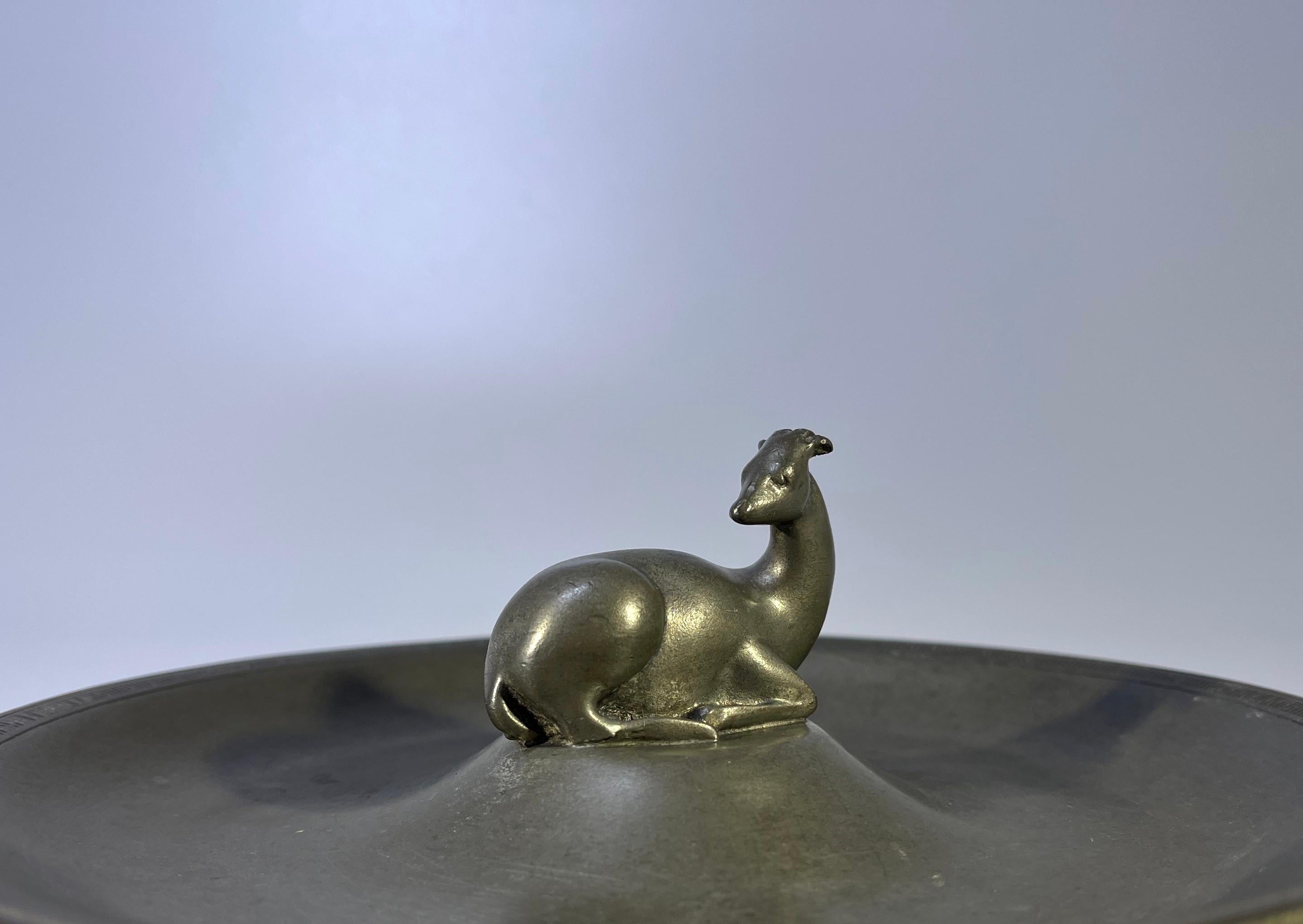 Just Andersen, Denmark 1930s Pewter Art Deco Resting Fawn Vide Poche ...