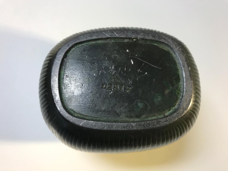 Just Andersen Disko Metal 1940 Scandinavian Ribbed Vase Square Neck # ...