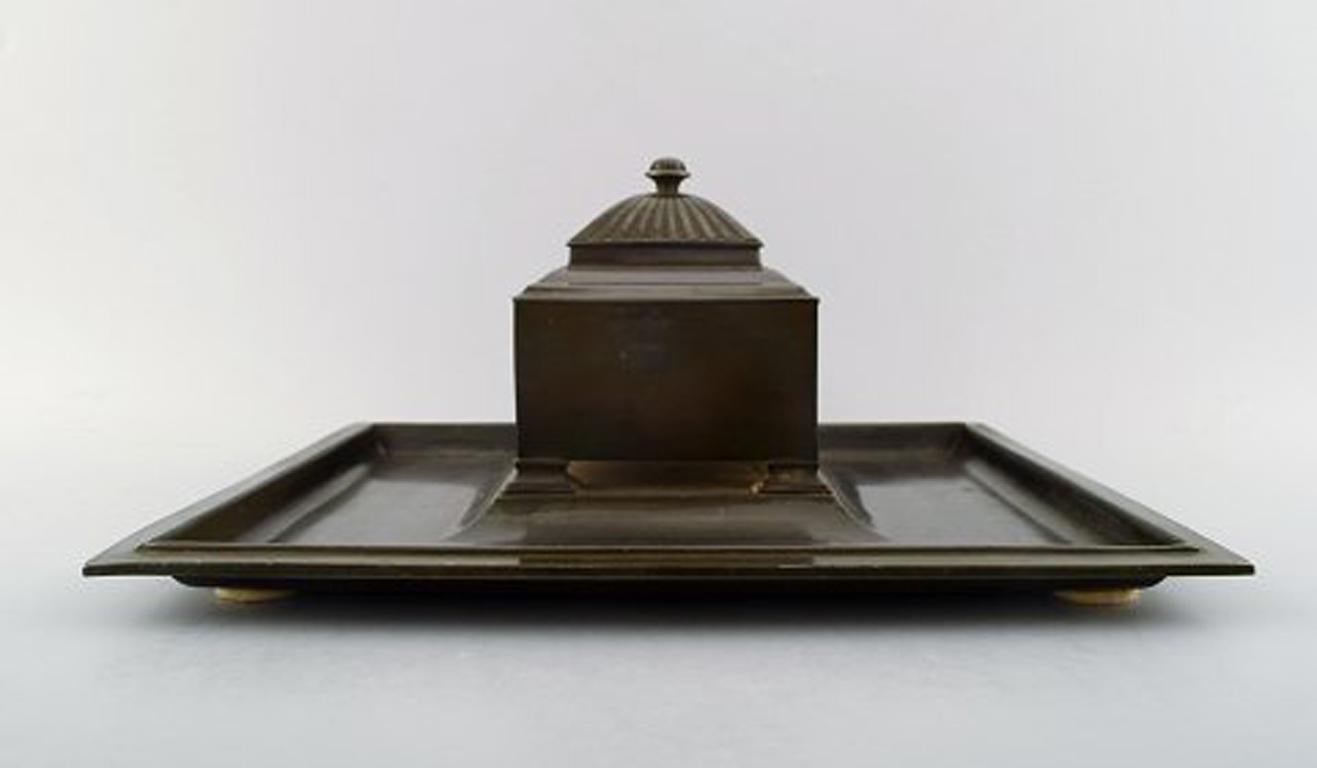 Just Andersen "Disko Metal" Writing Set/Inkwell, Number D 1312 at 1stDibs