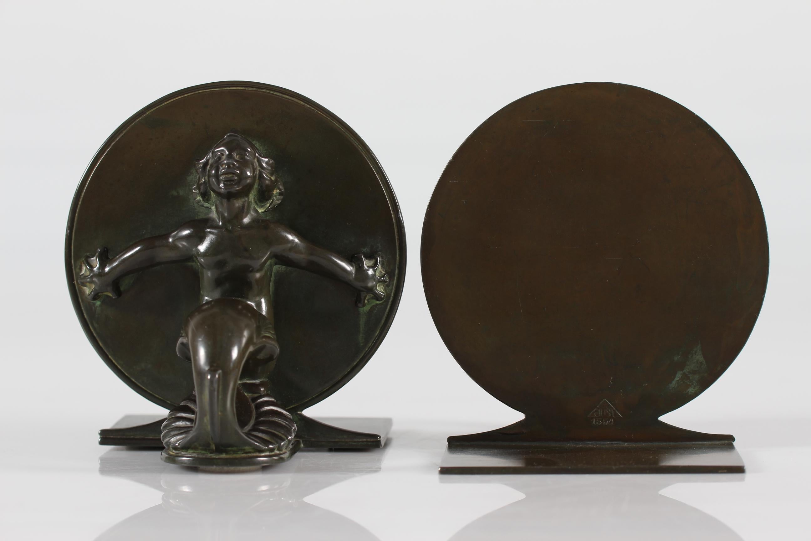 Just Andersen Set of Two Bookends, Mermaids no 1554 of Disco Metal ...