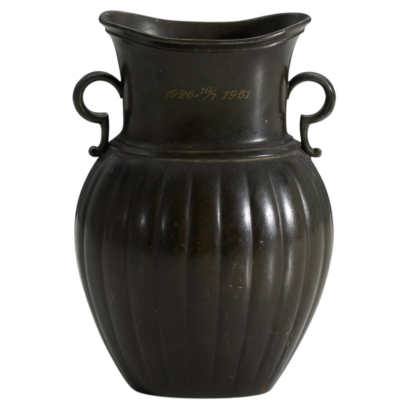 Just Andersen, Denmark, Art Deco Vase in Disko Metal, 1940s at 1stDibs