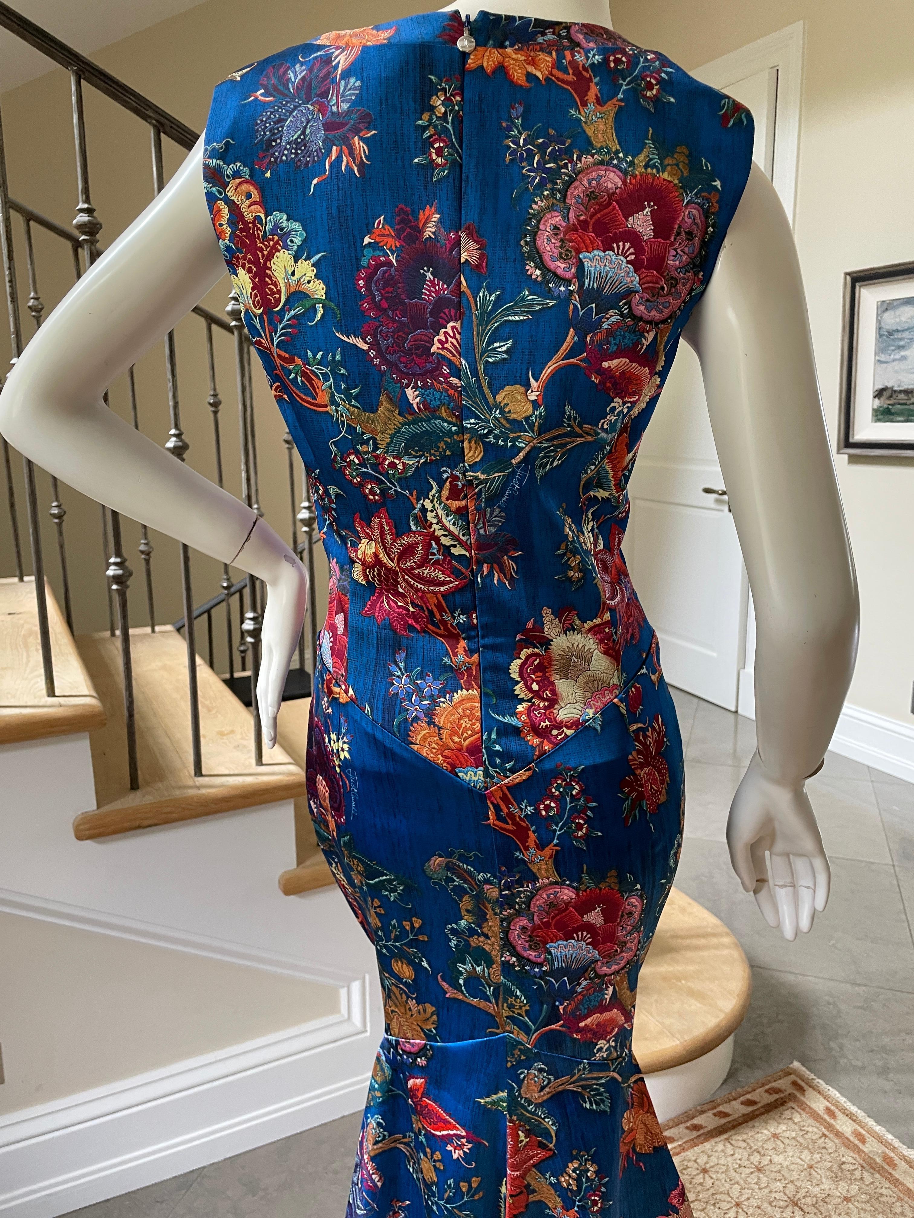 Just Cavalli Orientalist Floral Evening Dress w Keyhole Bust by Roberto ...