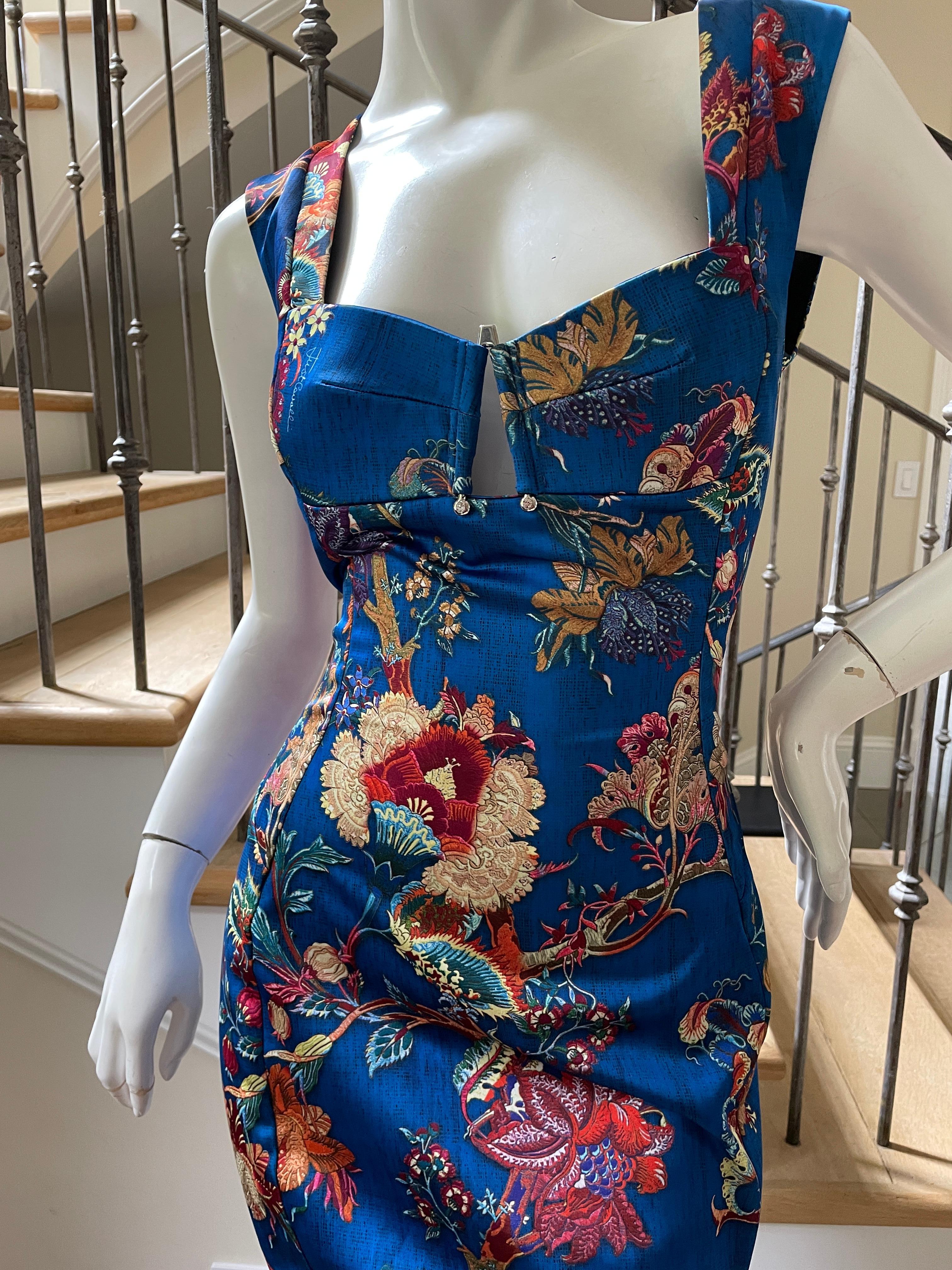 Just Cavalli Orientalist Floral Evening Dress w Keyhole Bust by Roberto ...