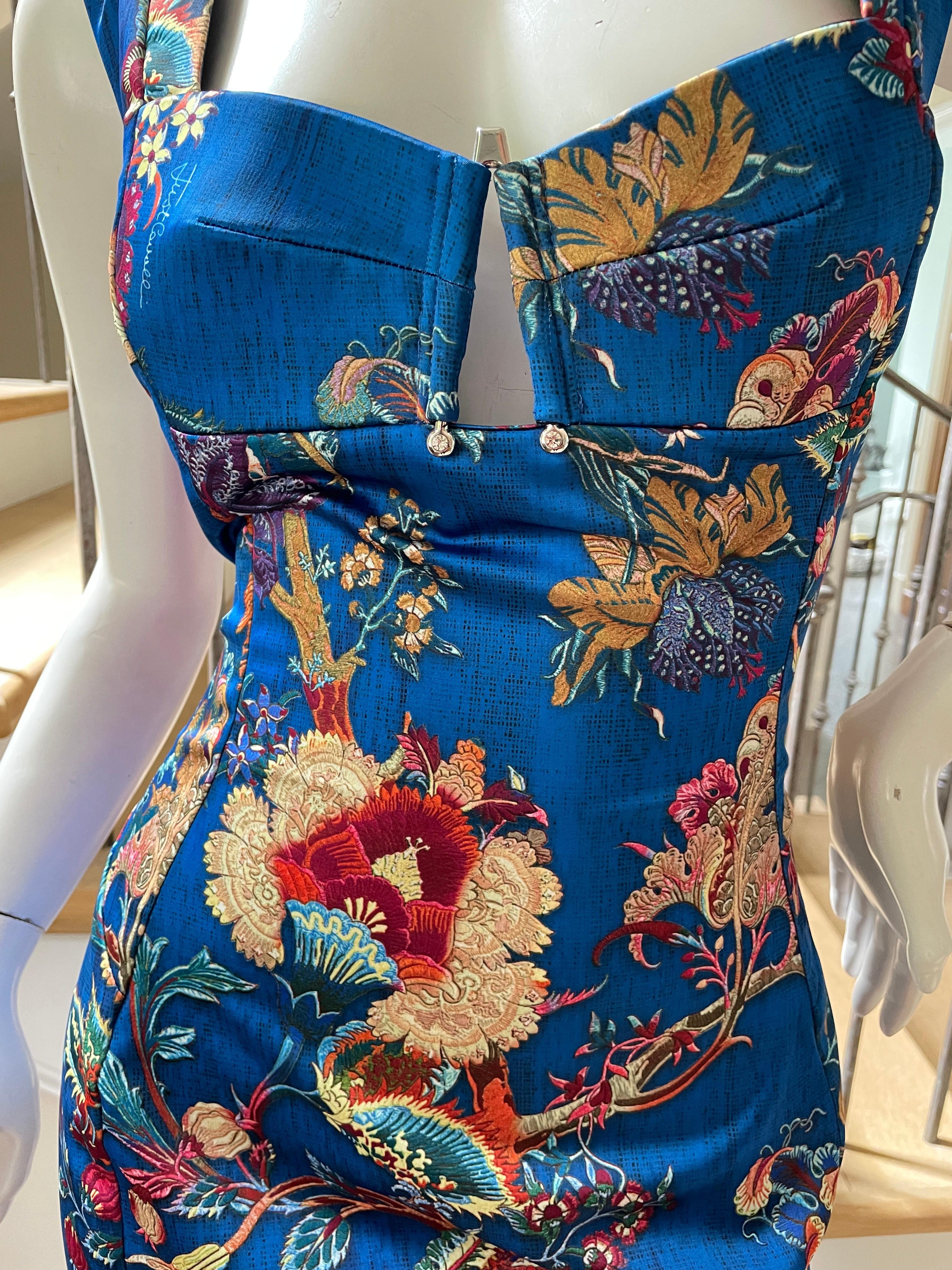 Just Cavalli Orientalist Floral Evening Dress w Keyhole Bust by Roberto ...