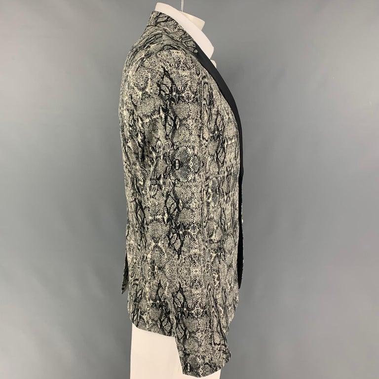 JUST CAVALLI Size 42 Grey Black Snake Skin Print Cotton Blend Peak ...