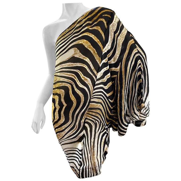 Just Cavalli Zebra Print One Sleeve Zebra Cocktail Dress by Roberto ...