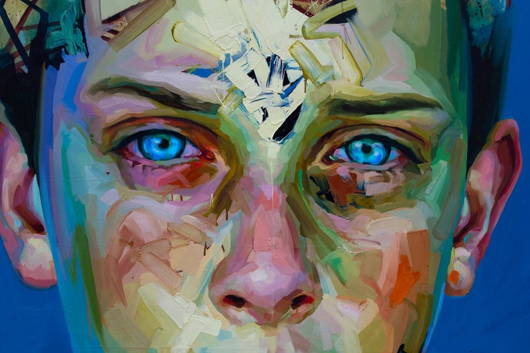 Justin Bower Abstract Oil Painting on Canvas 'Blue Boy 2' For Sale at ...